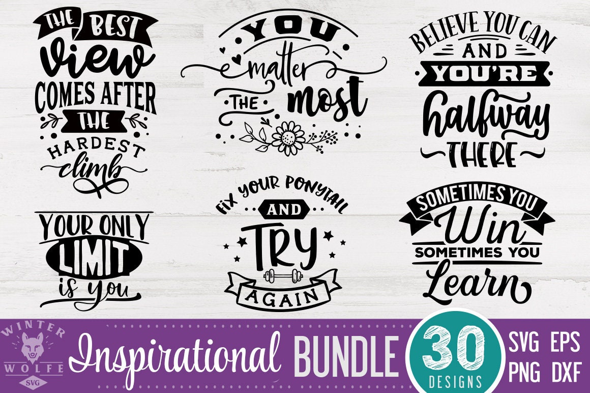 Insiprational bundle 30 designs SVG cut file commercial use | Etsy