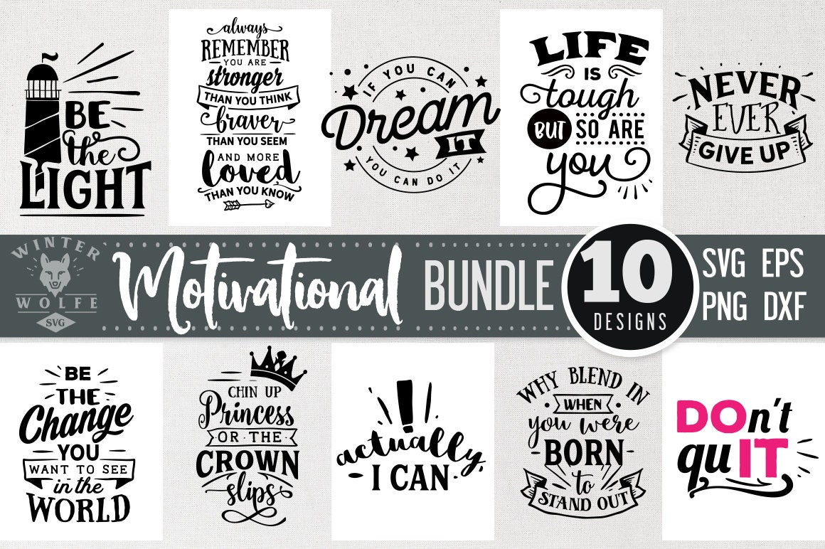 Motivational bundle SVG cut file commercial use svg dxf png | Etsy