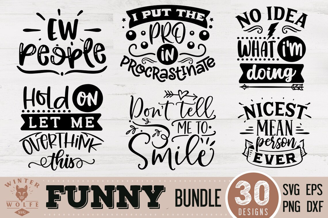 Funny Bundle 30 Designs SVG Cut File Commercial Use Svg Dxf - Etsy