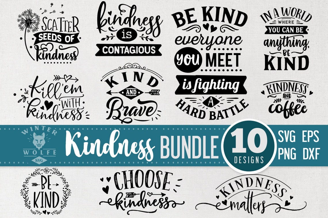 Kindness Bundle 10 Designs SVG Cut File Commercial Use Svg - Etsy