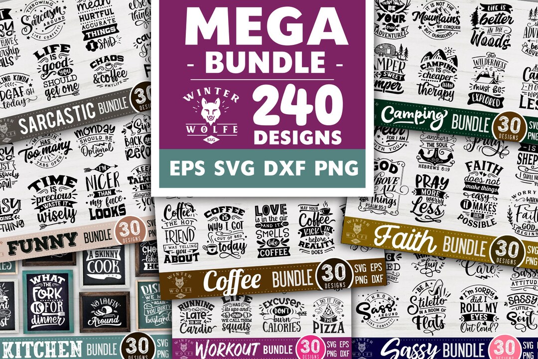 Mega Bundle - Containing 240 Designs SVG Cut File - Commercial Use Svg ...