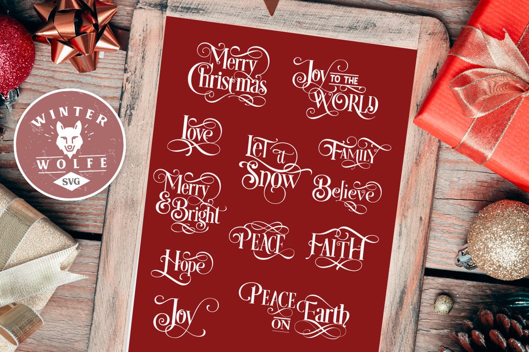 Christmas Words Art Set SVG Cut Files - Commercial Use Svg Dxf Png Eps ...