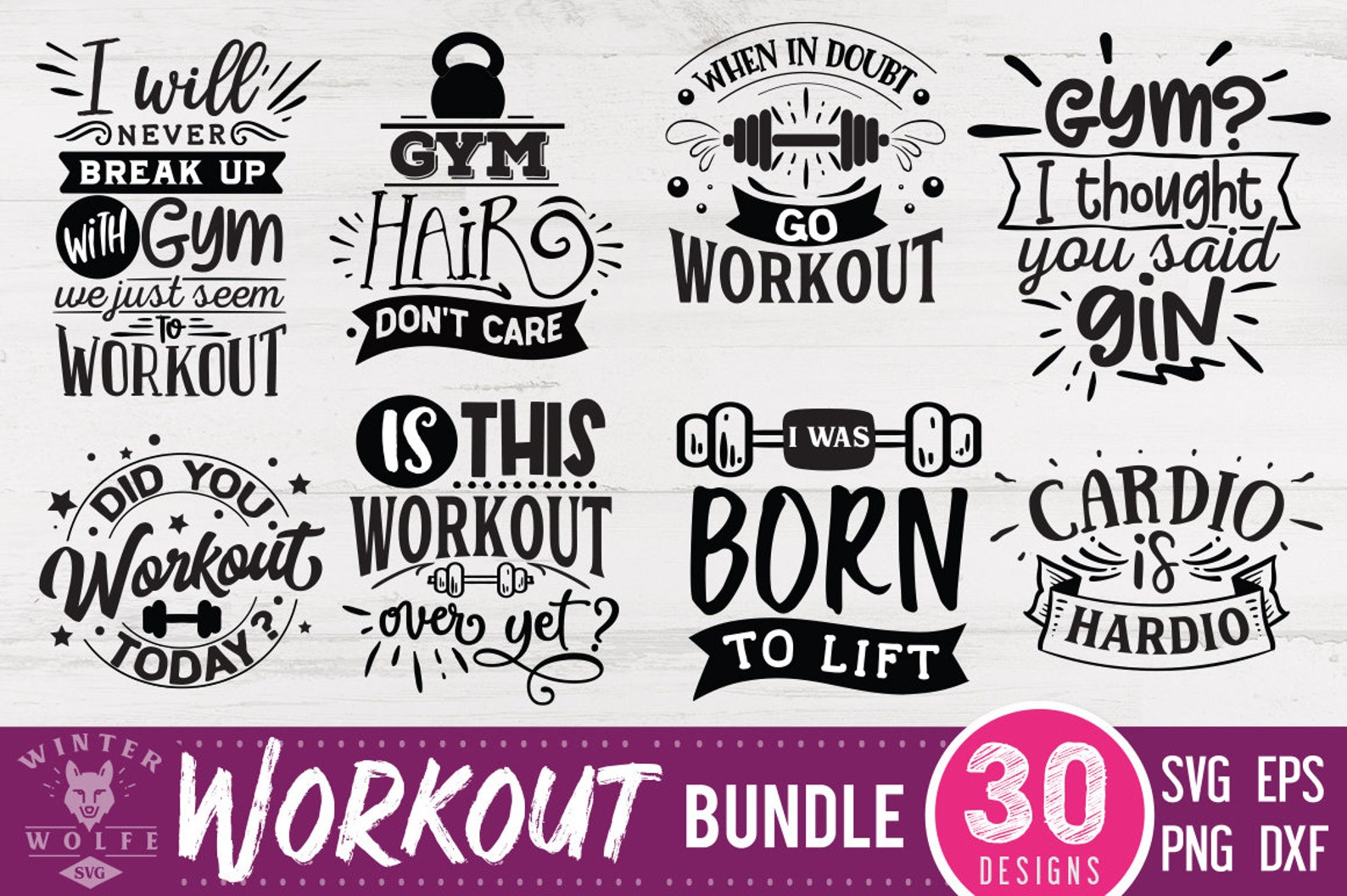 Workout Bundle 30 Designs SVG Cut File Commercial Use Svg - Etsy