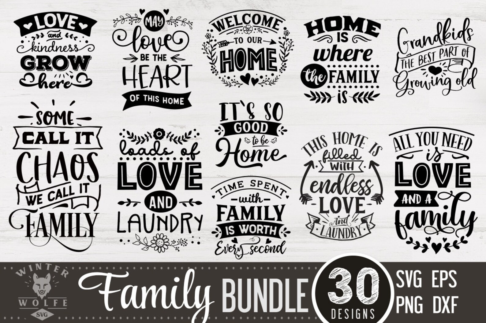 Family Bundle 30 Designs SVG Cut File - Commercial Use Svg Dxf Png Eps ...