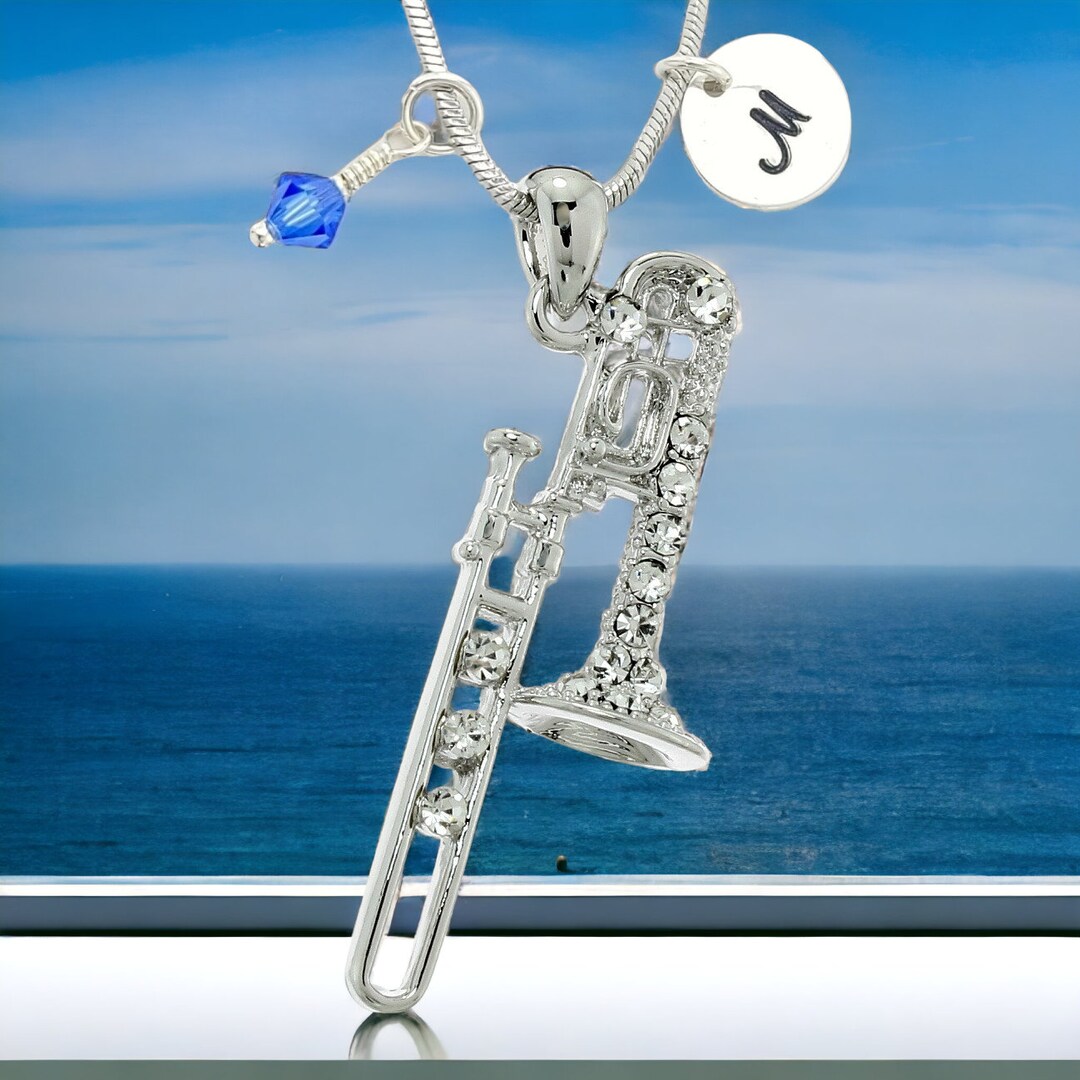 Swarovski Crystal Trombone Personalized Music Sparkling Pendant Custom ...