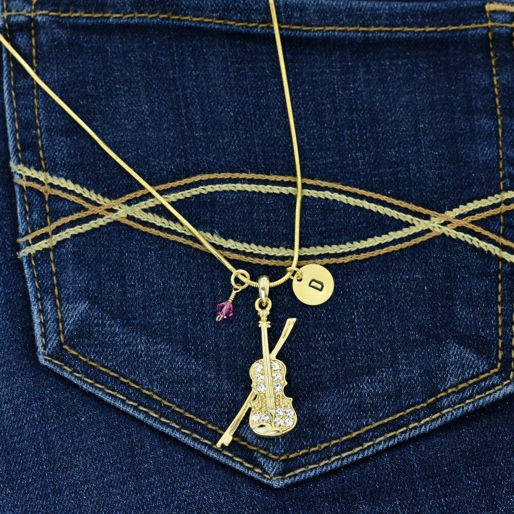 Swarovski Crystal Viola Violin Bow Personalized Music Pendant - Etsy