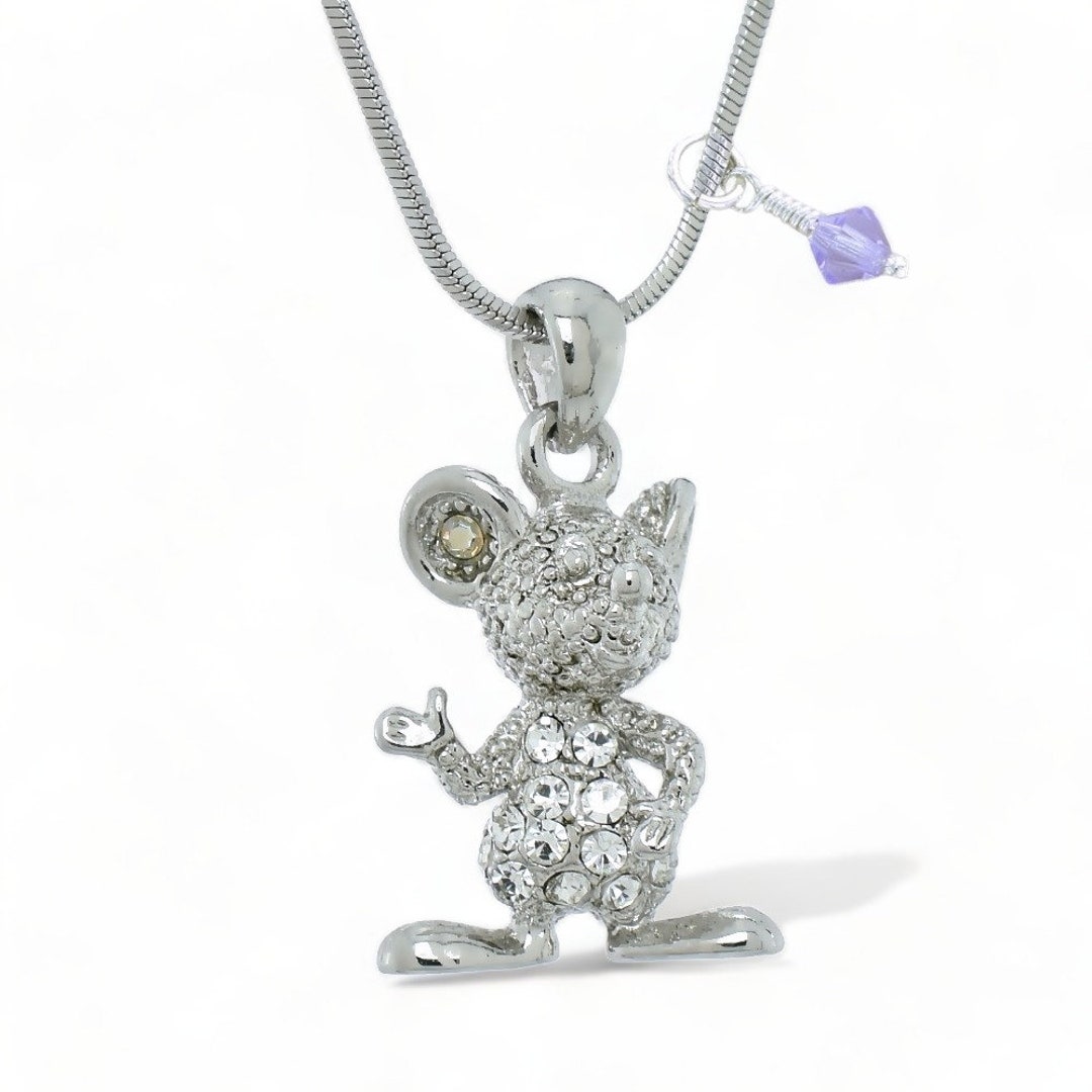 Swarovski Crystal Personalized Mouse Pendant, Necklace Birthstone Charm ...