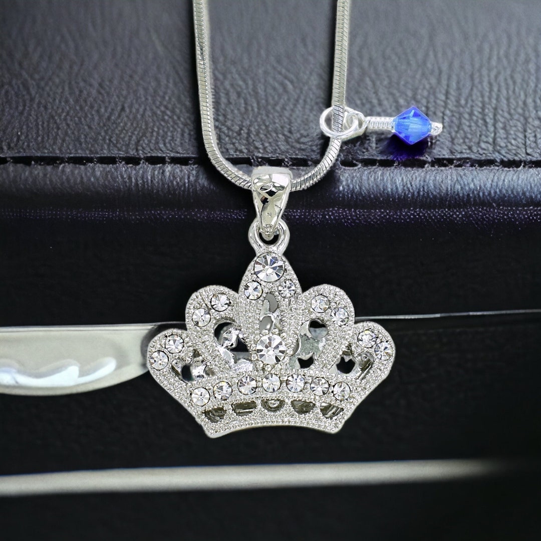 Swarovski Crystal Crown Pendant Birthstone Charm Necklace, Jesus Christ ...