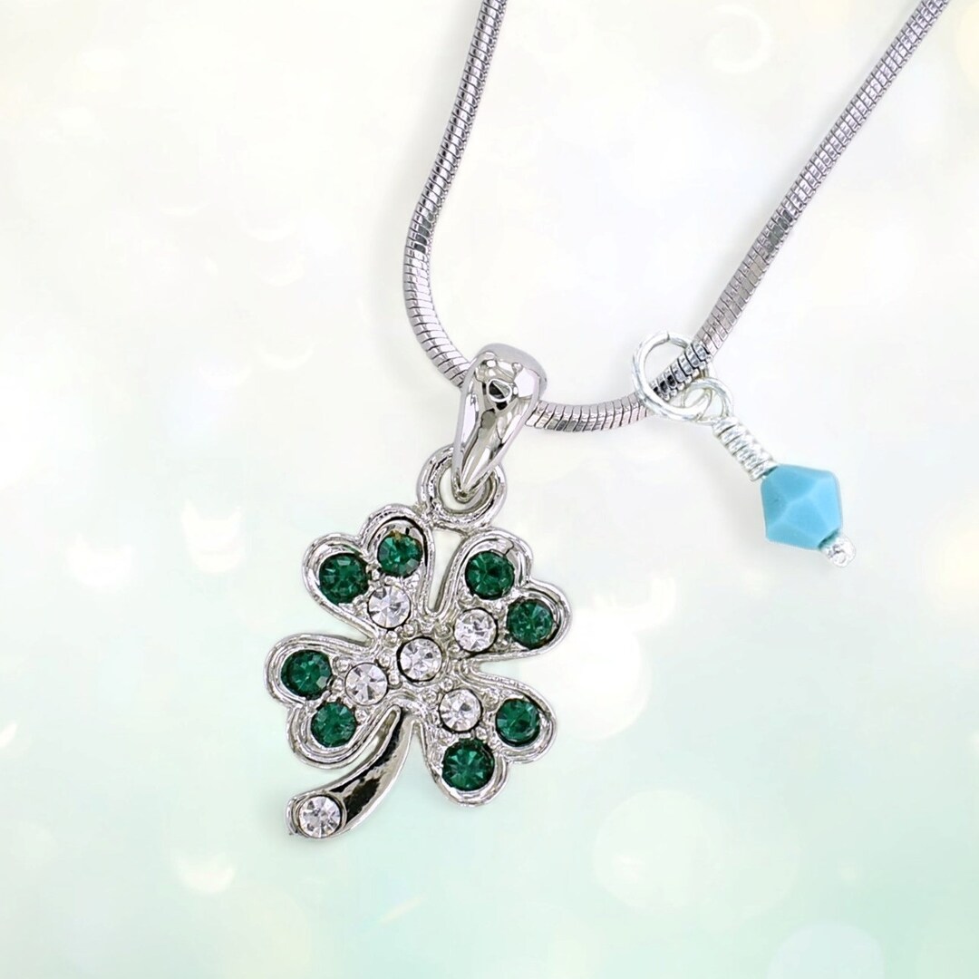 Swarovski Crystal Shamrock Leaf Personalized Green Pendant Birthstone ...