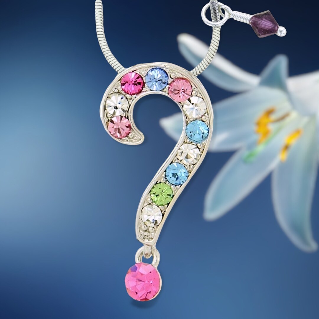Personalized Question Mark Multi Color Pendant, Sparkling Swarovski ...