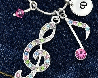 Pink Swarovski Crystal TREBLE G CLEF Love Music Musical Note - Etsy