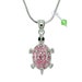 Custom Pink Turtle Necklace Birthstone, Swarovski Crystal Pendant ...