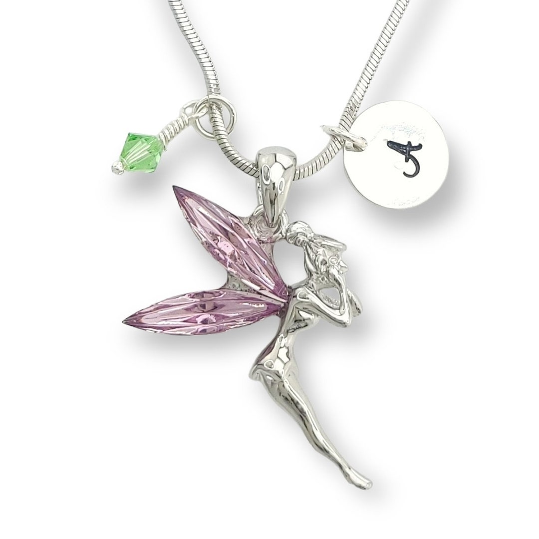 Tinkerbell Fairy Light Purple Swarovski Crystal Personalized Pendant ...