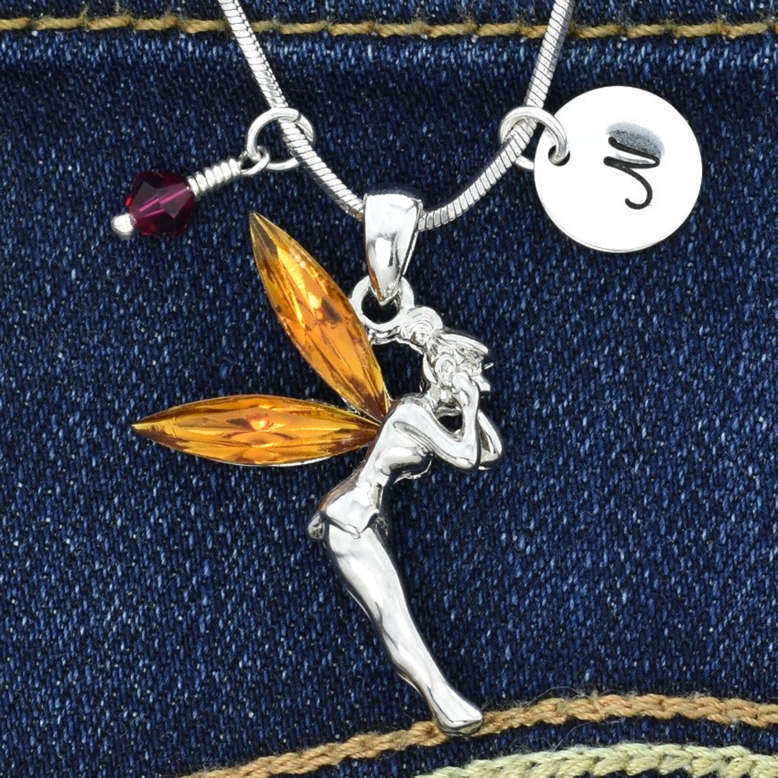 Swarovski Crystal Tinkerbell Mystic Topaz Color Personalized Pendant ...