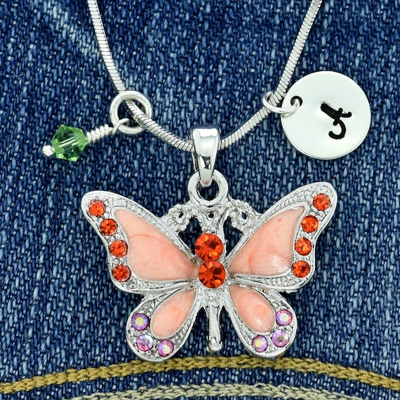 Butterfly Swarovski Crystal Personalized Sparkling Orange - Etsy