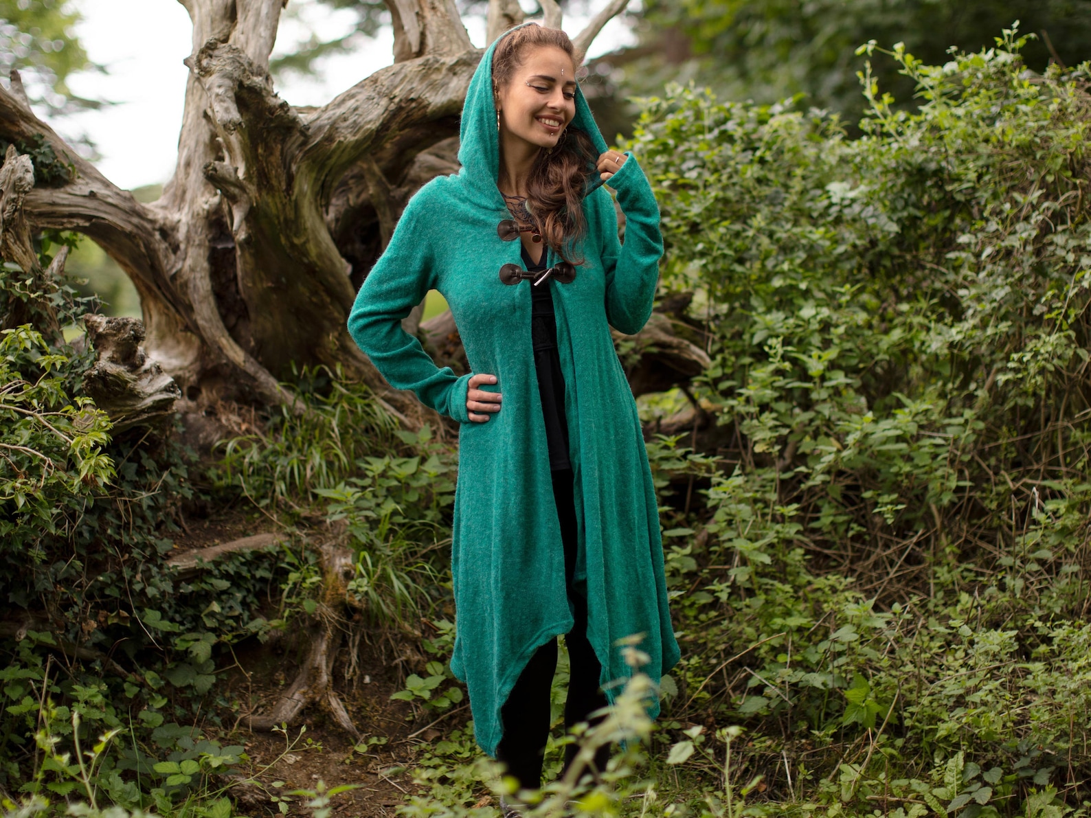 Elf Asymmetric Fairy Hooded Jacket Cardigan Turquoise - Etsy