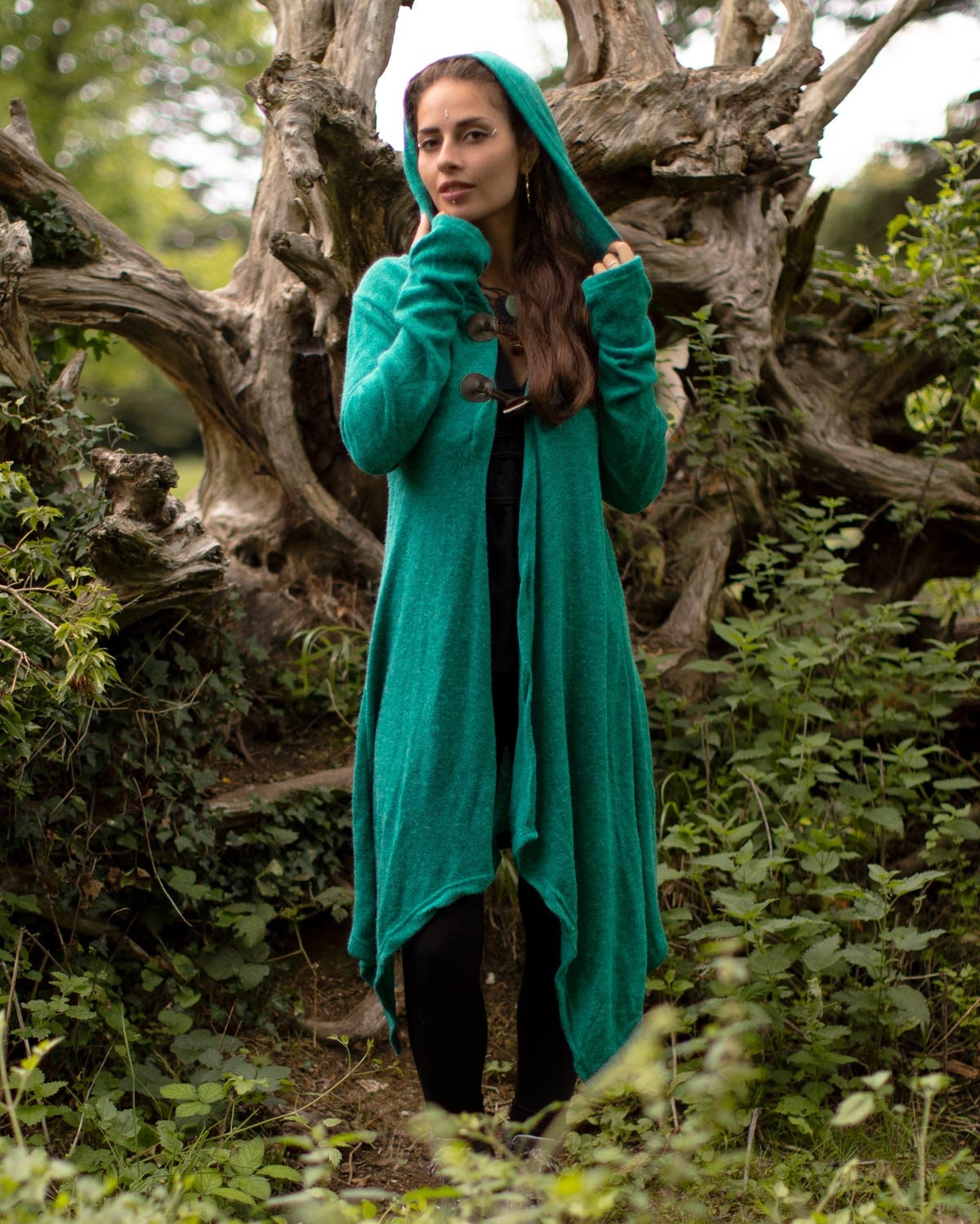 Elf Asymmetric Fairy Hooded Jacket Cardigan Turquoise - Etsy