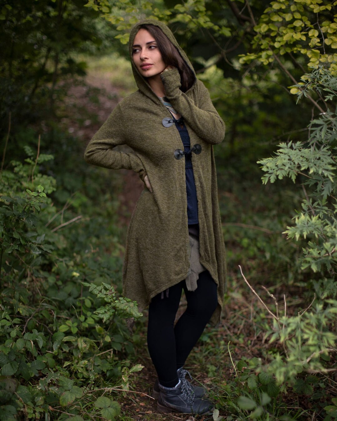 Elf Asymmetric Fairy Hooded Jacket Cardigan Green - Etsy