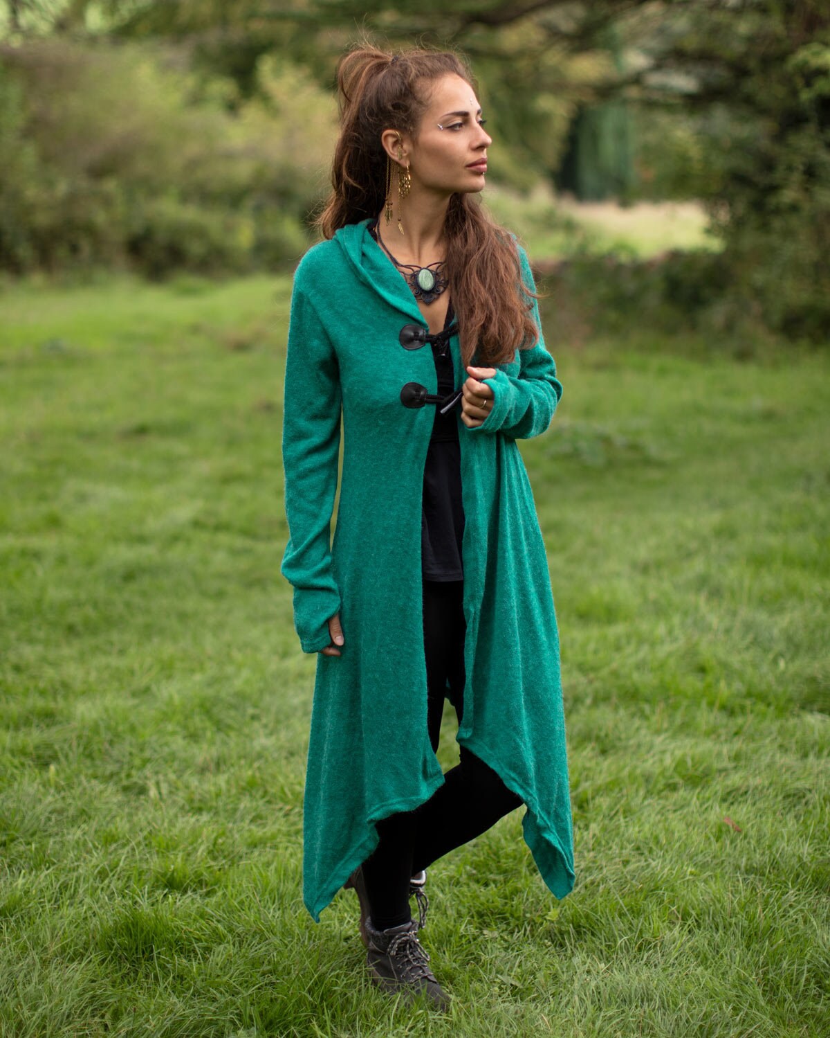 Elf Asymmetric Fairy Hooded Jacket Cardigan Turquoise - Etsy