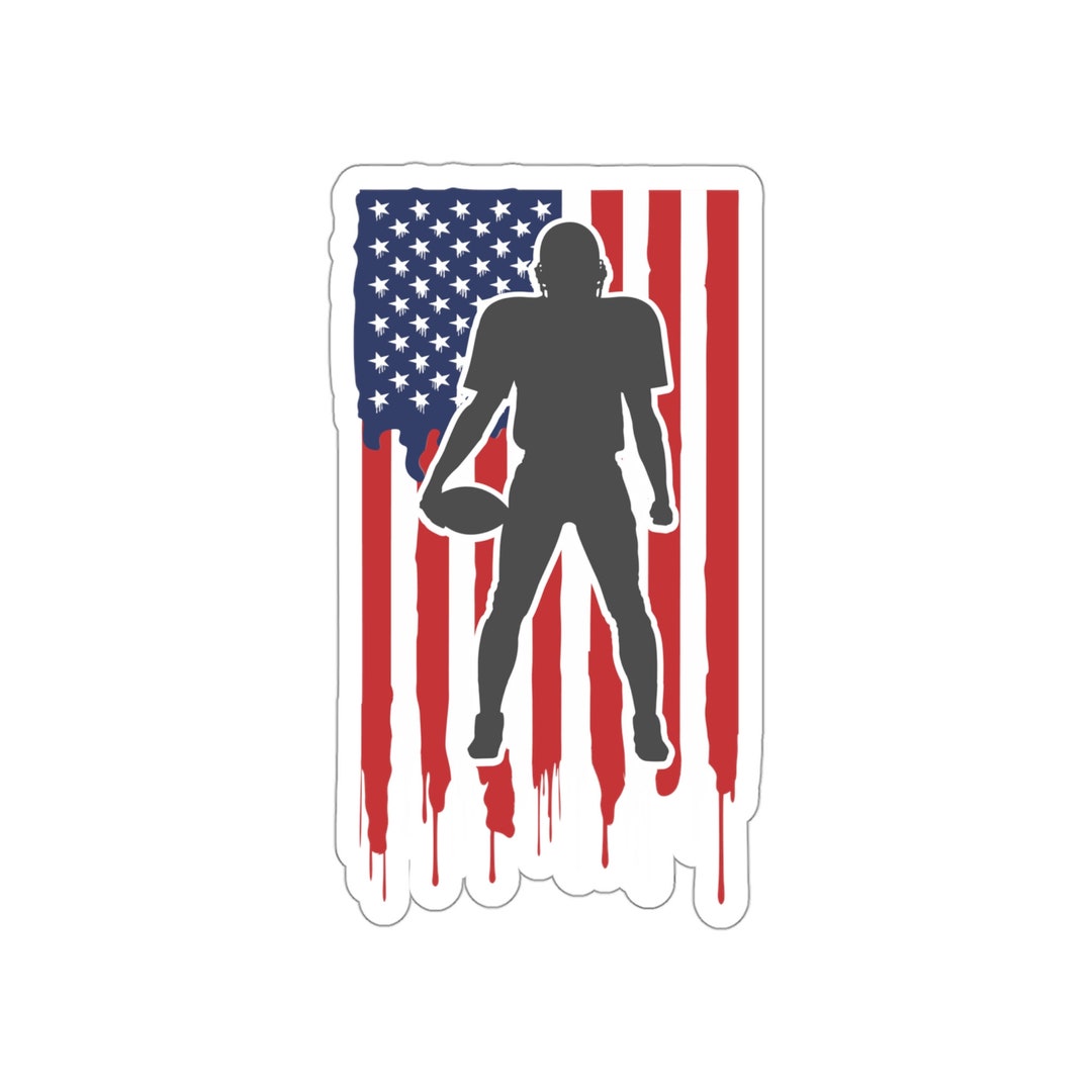 Football Player American Flag Sticker, Football Season, Quarterback ...