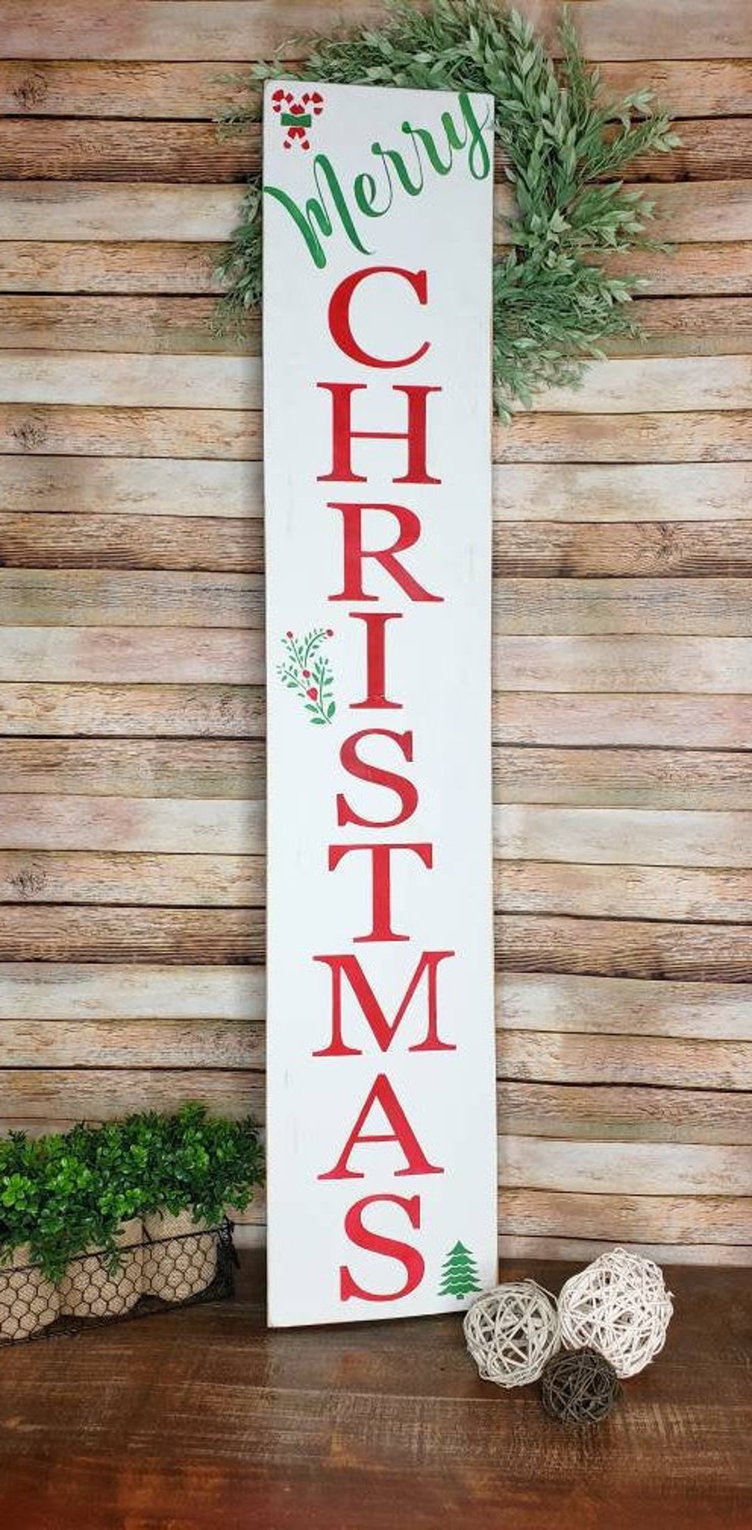 Front Porch Sign Vertical Christmas Sign Christmas Decor Merry ...