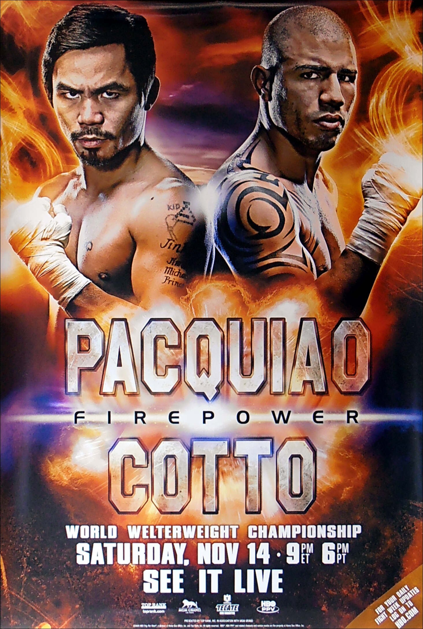 Miguel Cotto : Original HBO CCTV Boxeo Cartel de lucha 36in x - Etsy España