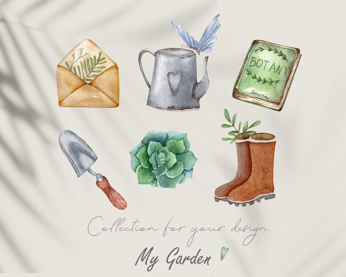 Garden Watercolor Clipart Digital Clipart PNG Garden Set - Etsy