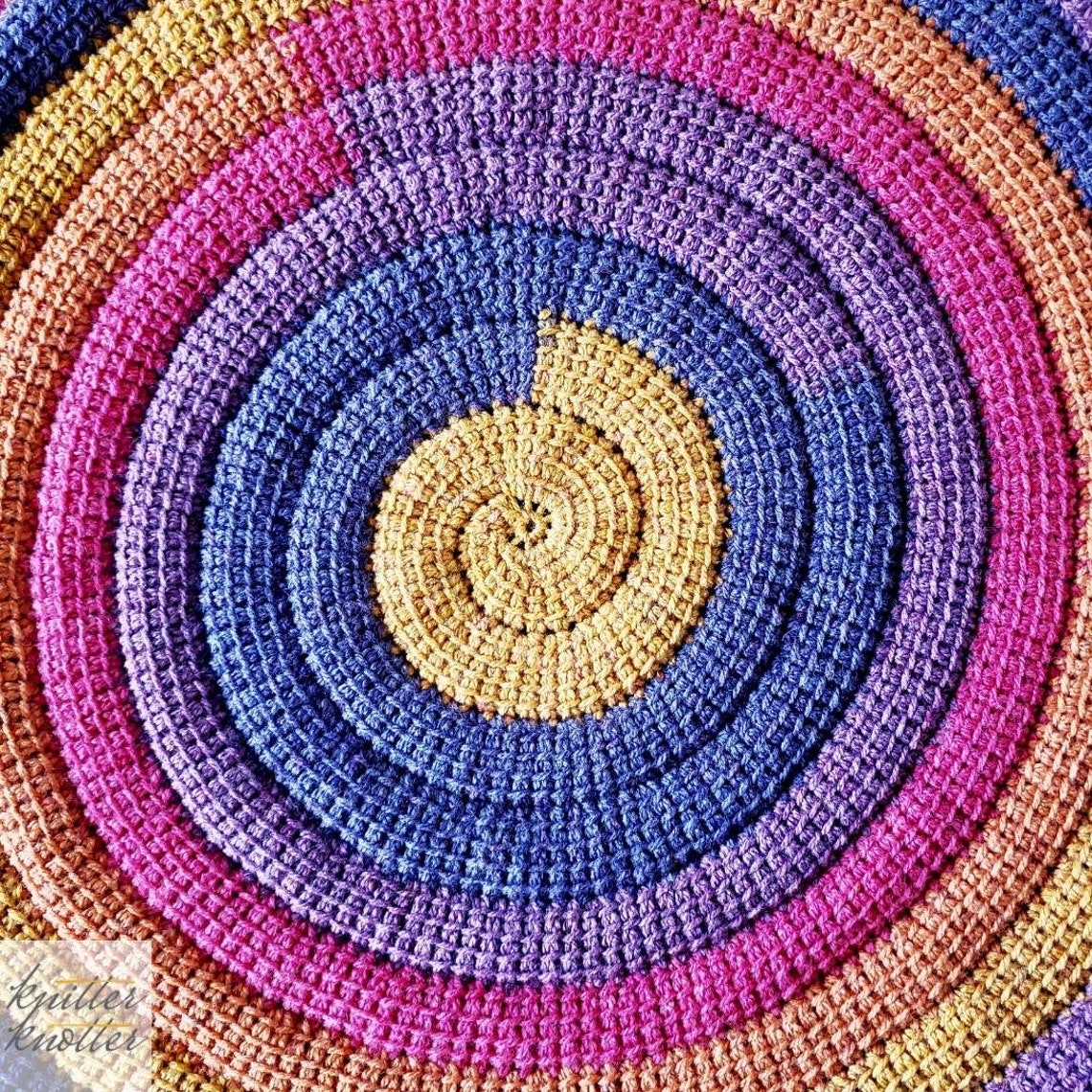 Tunisian Crochet Spiral Rug Easy Pattern PDF Instant - Etsy