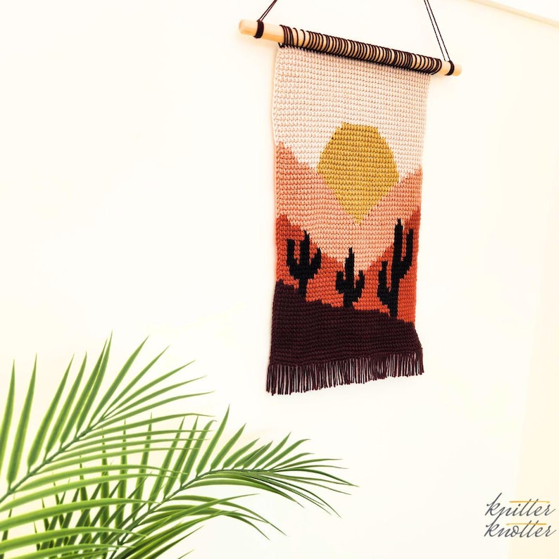 Chitra Wall Hanging Collection | Set of 3 | Tunisian Crochet Graphghan ...