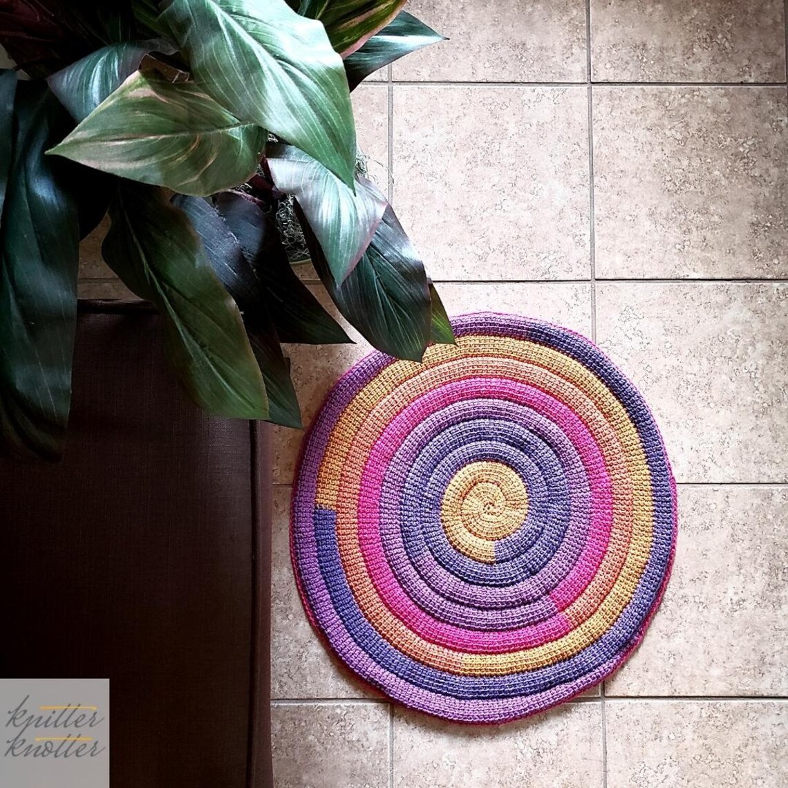 Tunisian Crochet Spiral Rug Easy Pattern PDF Instant - Etsy