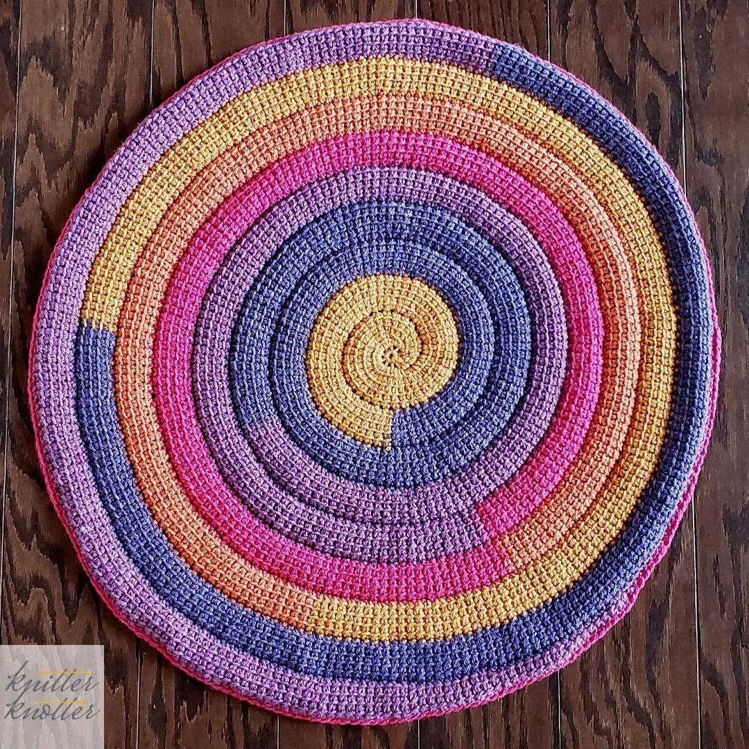 Tunisian Crochet Spiral Rug Easy Pattern PDF Instant - Etsy