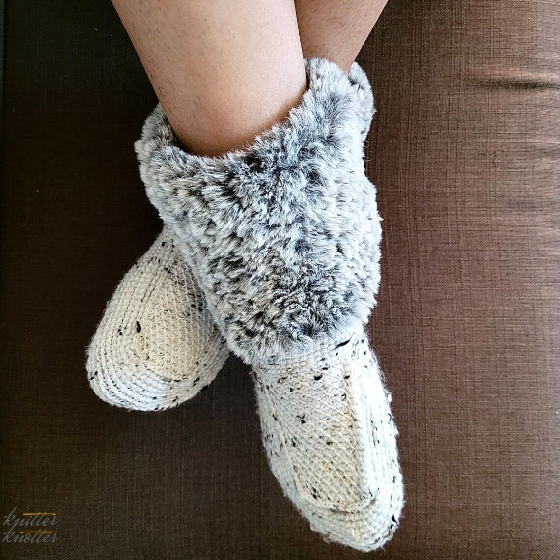Shweta Slipper Boots With Faux Fur Trim | Tunisian Crochet | PDF ...