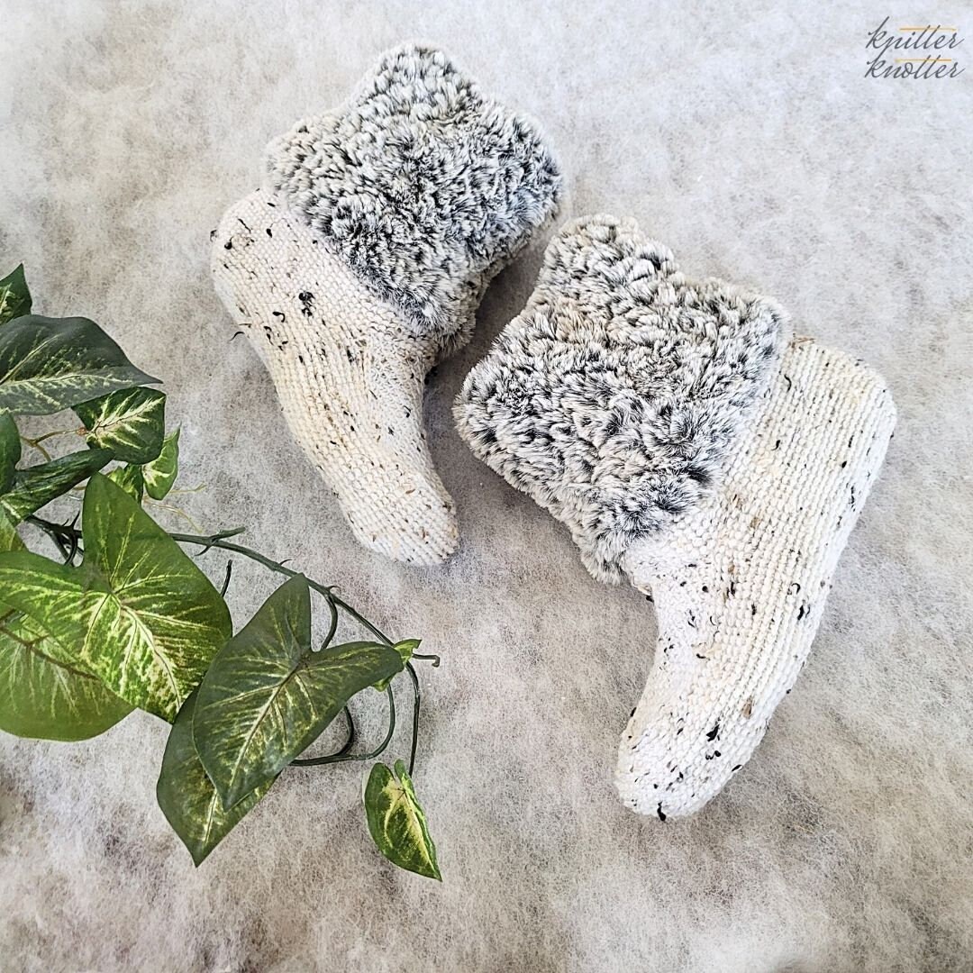 Shweta Slipper Boots With Faux Fur Trim | Tunisian Crochet | PDF ...