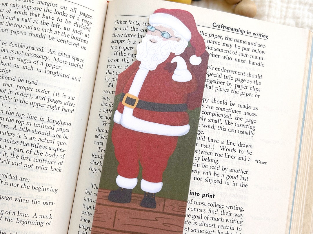 Santa Christmas Bookmark Christmas Bookmark Bookworm - Etsy