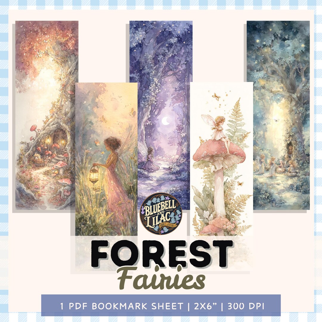 Forest Fairy Bookmark Printable Sheet, Print at Home, Pretty Fairy ...