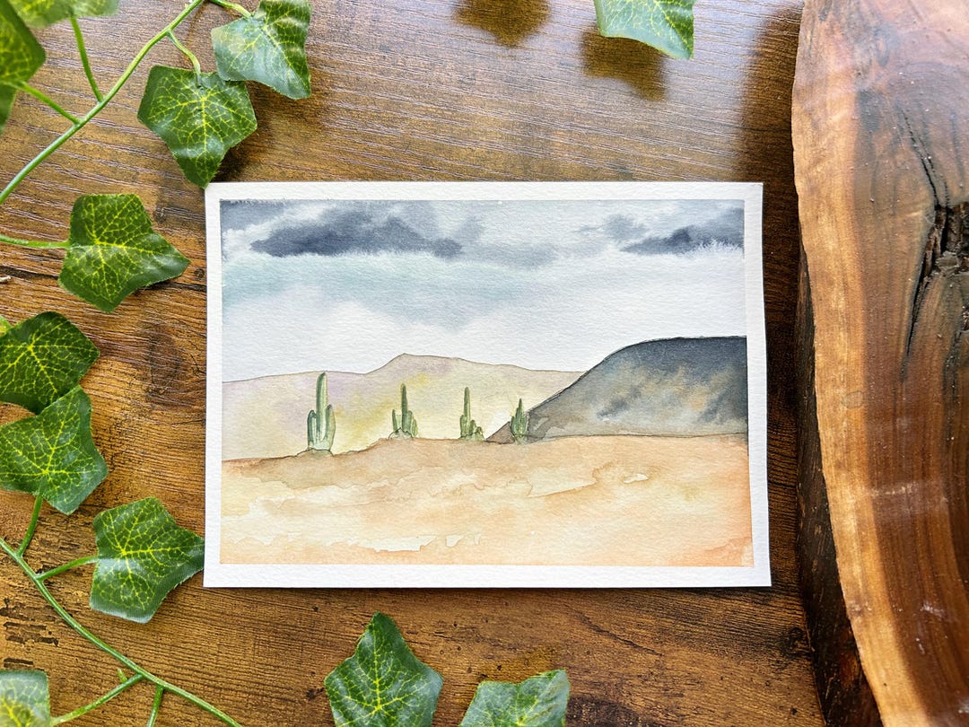 Southwestern Desert Watercolor Painting, Intuitive Watercolor Landscape ...
