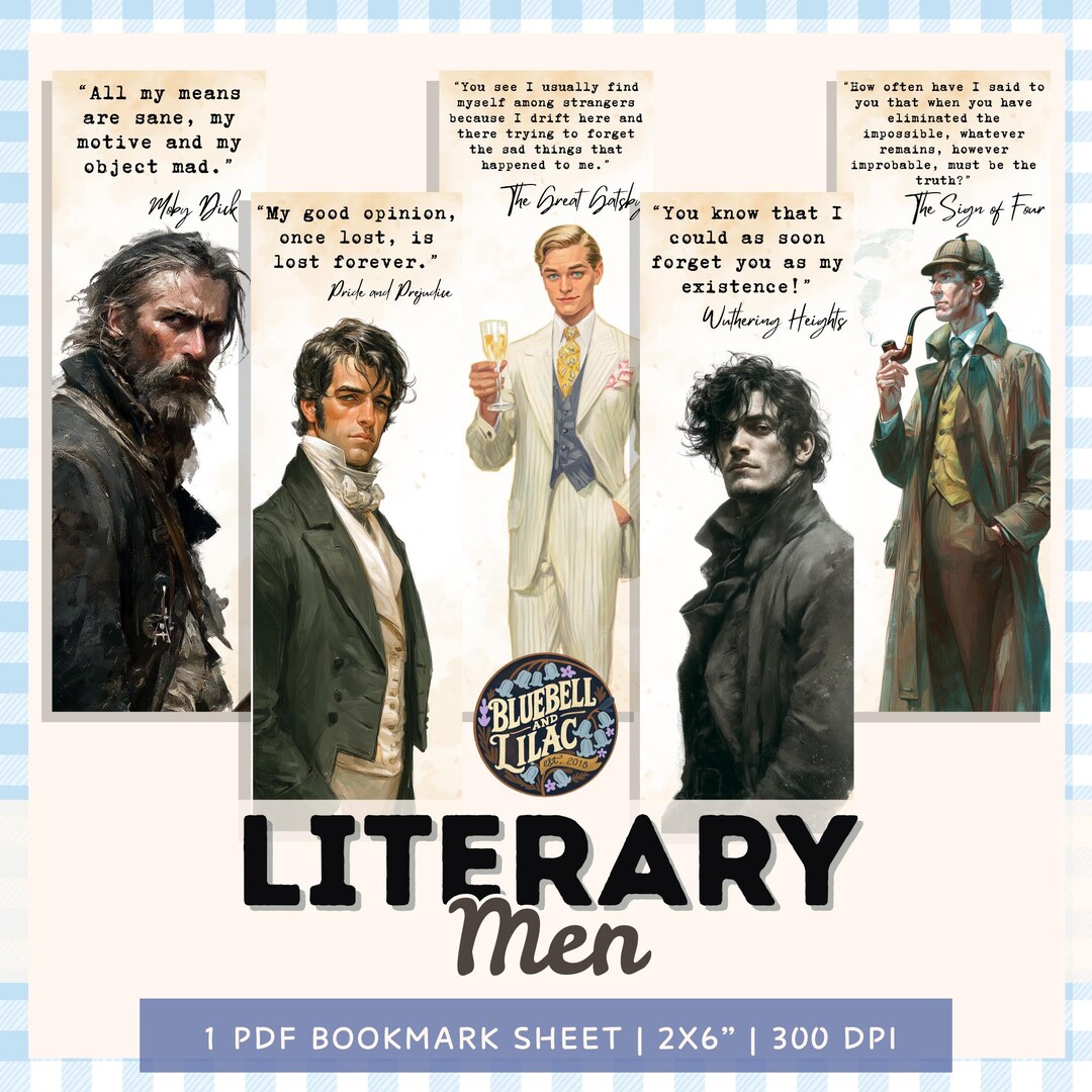 Literary Men Quote Bookmarks - Wuthering Heights, Pride & Prejudice ...
