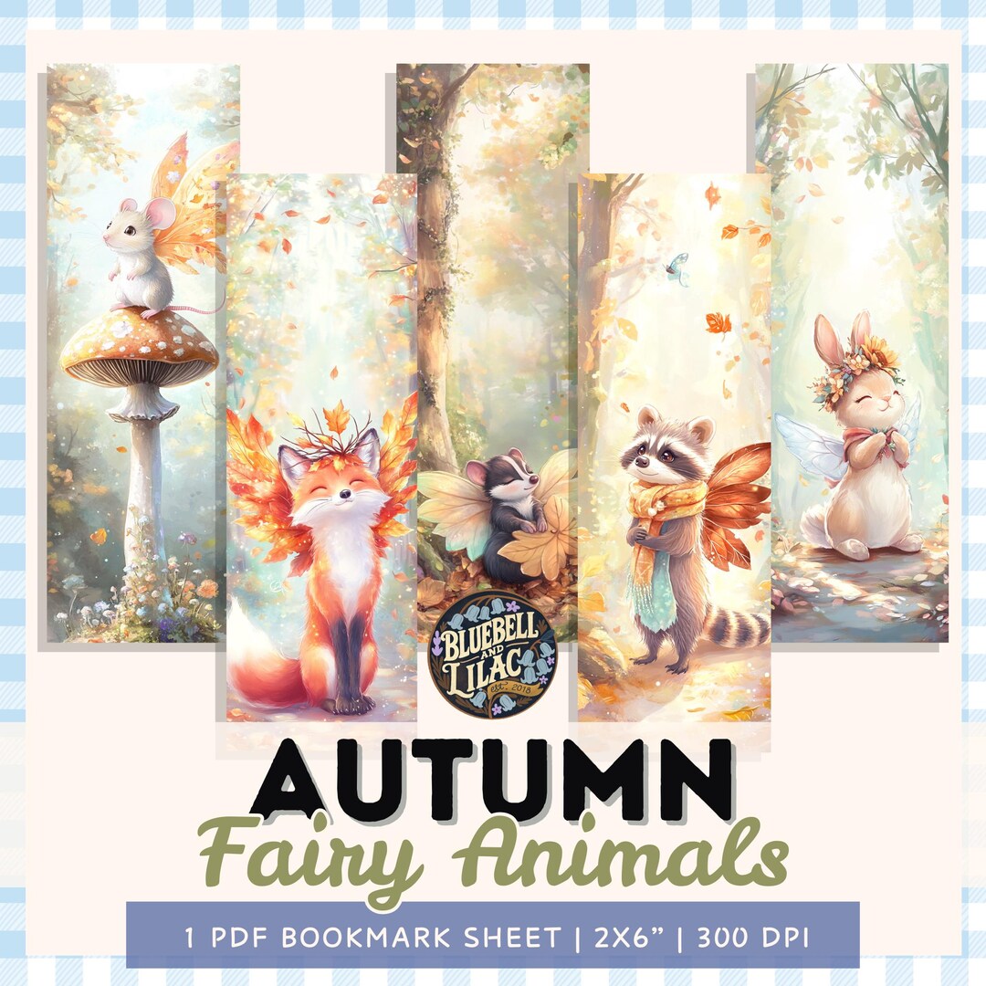 Autumn Woodland Animal Bookmark Set - Cute Fairy Animal Bookmarks ...