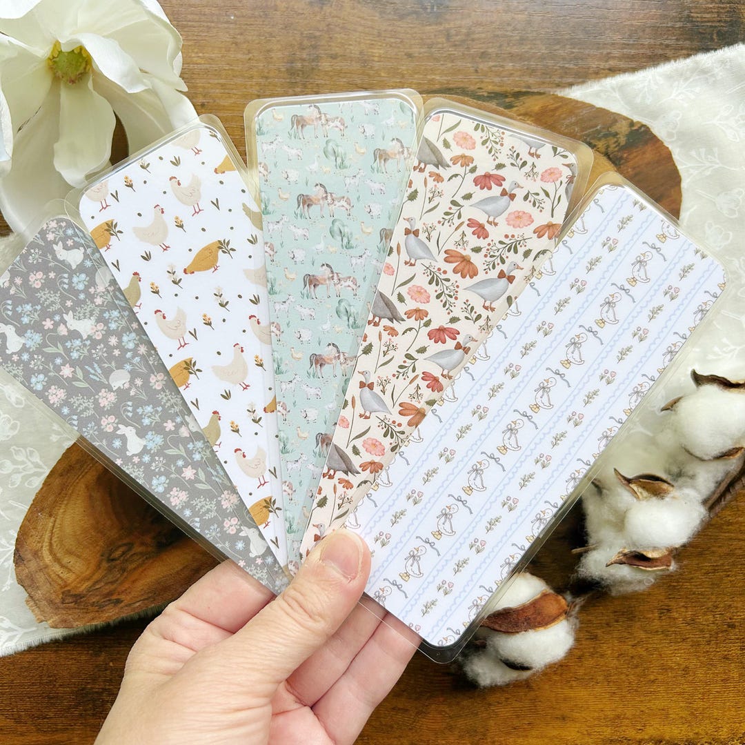 Farm Animal Spring Bookmark – Cottagecore Goose, Rabbit & Chicken ...