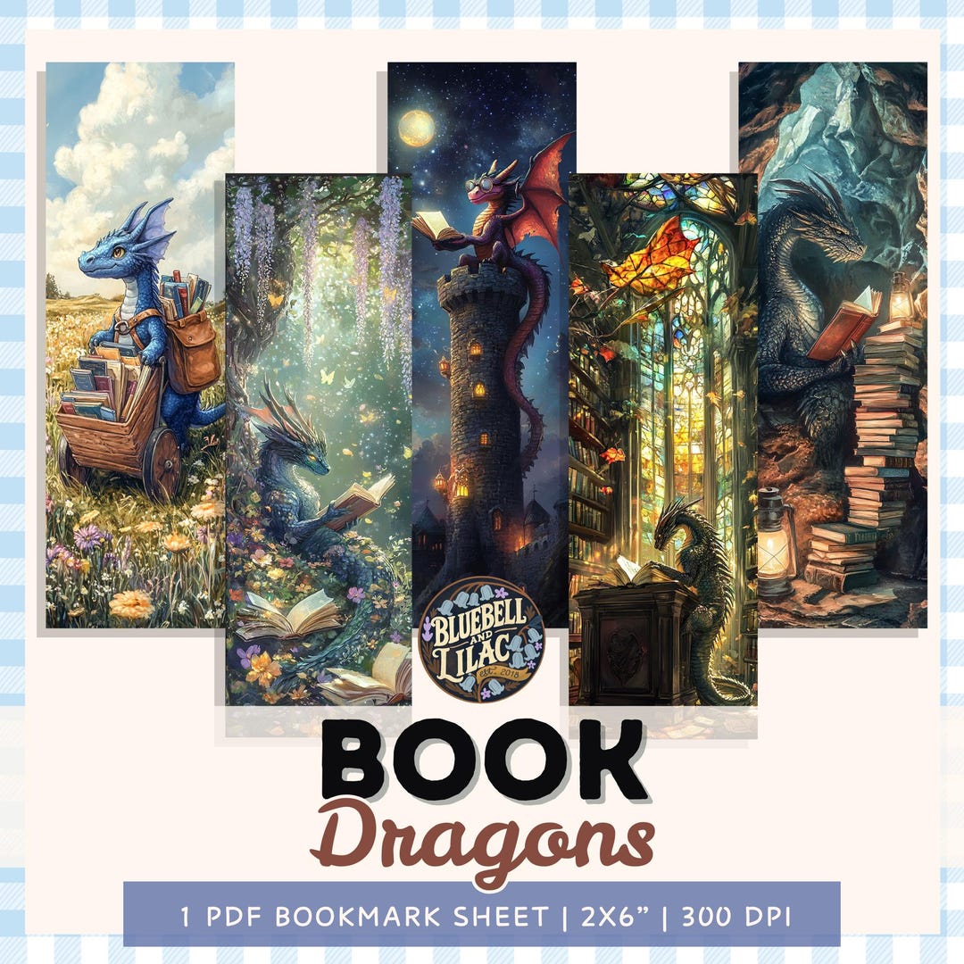 Book Dragon Bookmark Set, Fantasy Dragon Bookmarks, Majestic Dragons ...