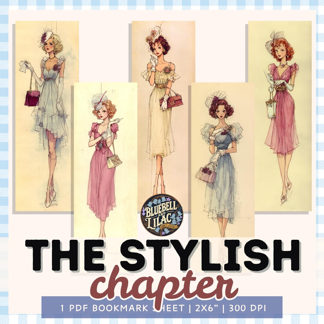 1940s Fashion Illustration Bookmark Set – Vintage Women’s Style ...