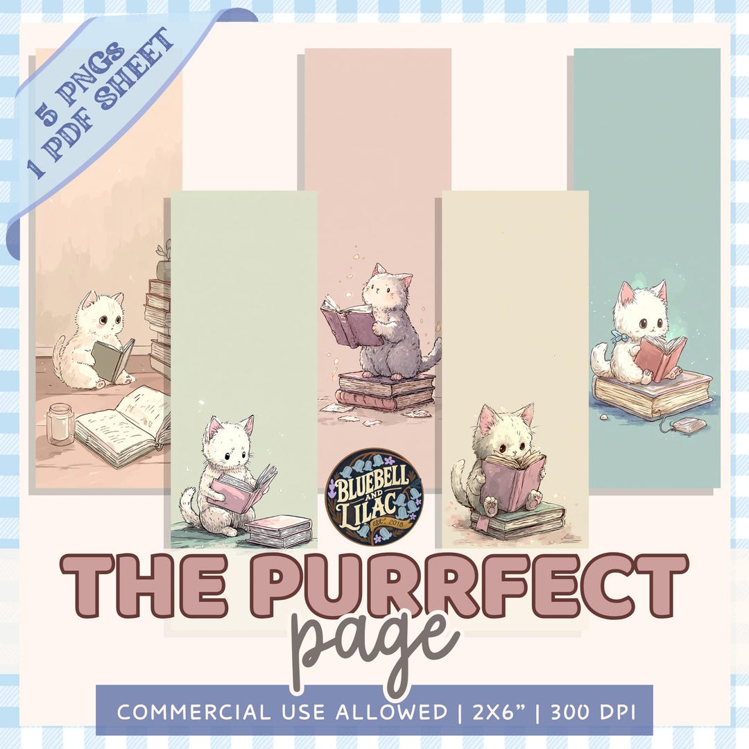 Kawaii Kitten Reading Bookmarks Printable Set – Cute Cat Bookmark ...