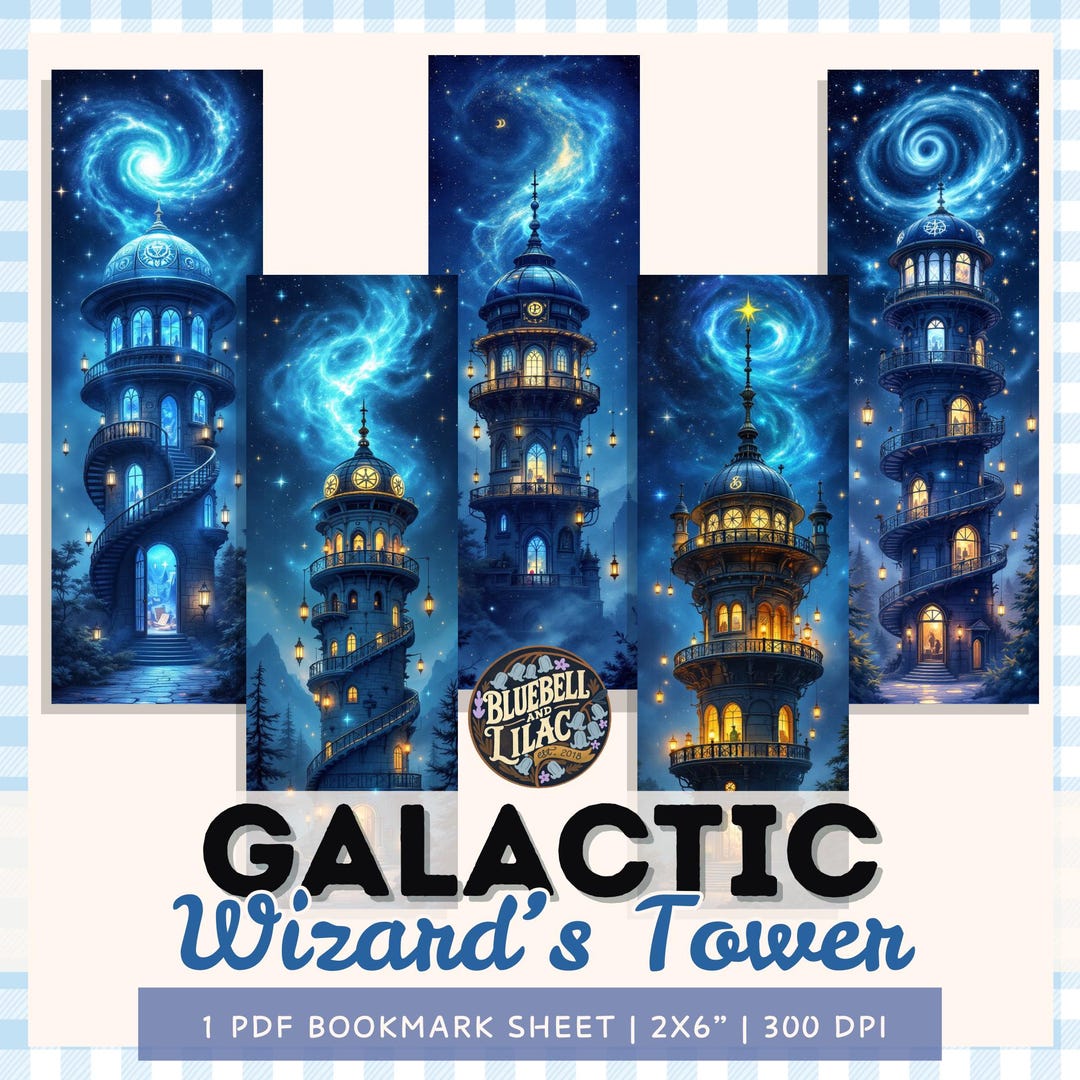Galactic Wizard Tower Bookmarks, Galactic Metallic Bookmark, Space ...