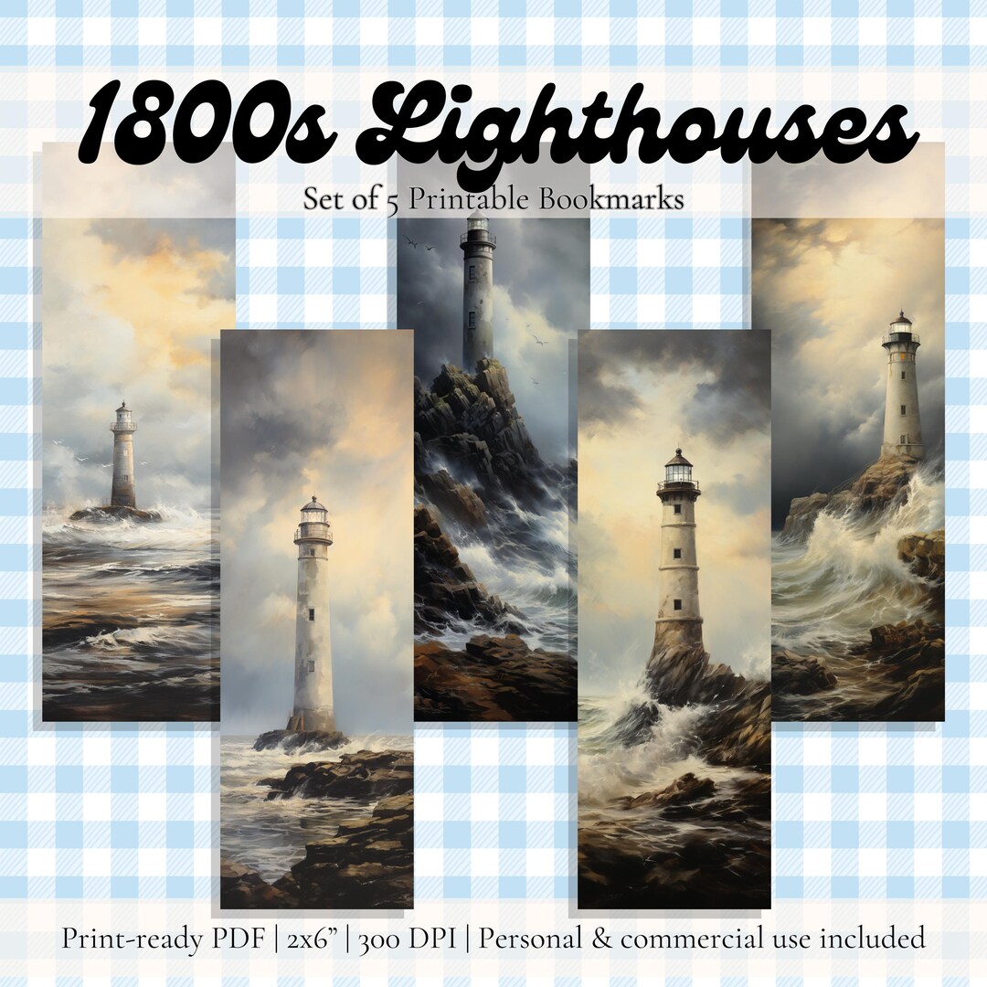 Lighthouse Bookmarks Printable – 1800s Oil Painting Style – Maritime ...