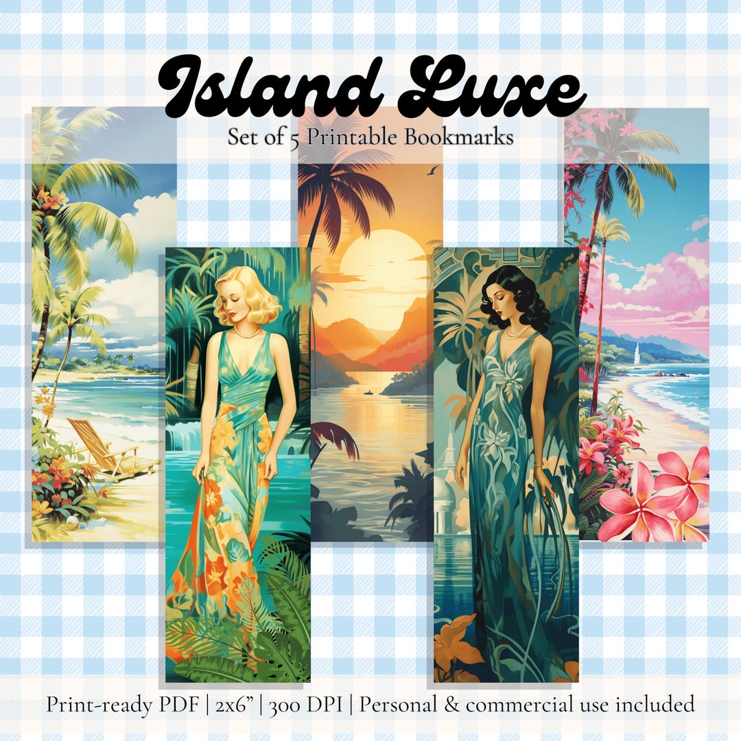 Island Luxe Bookmarks – Printable Resortcore Vintage Travel Set for ...