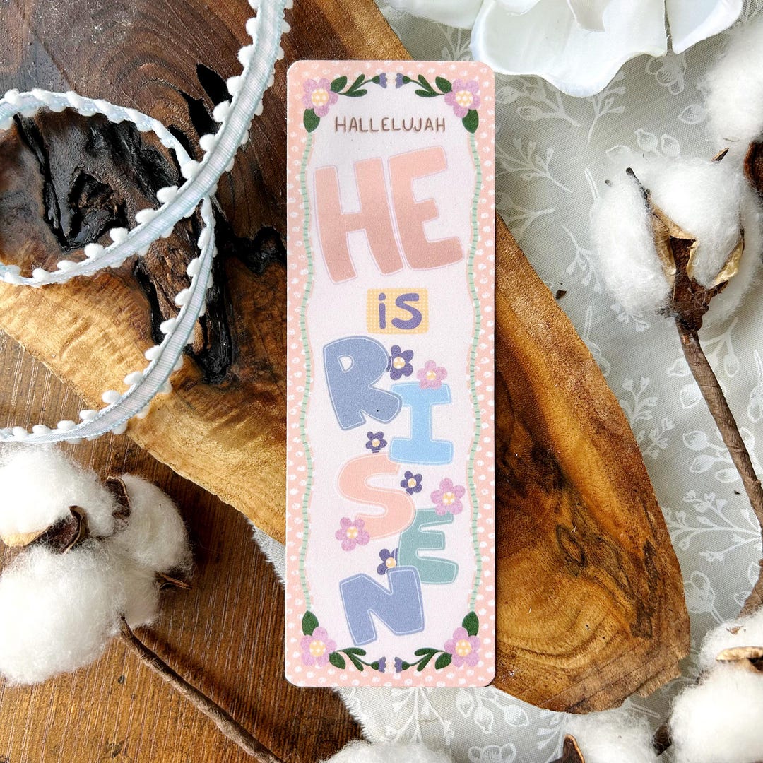 He is Risen Easter Bookmark | Christian Floral Bible Bookmark - Etsy