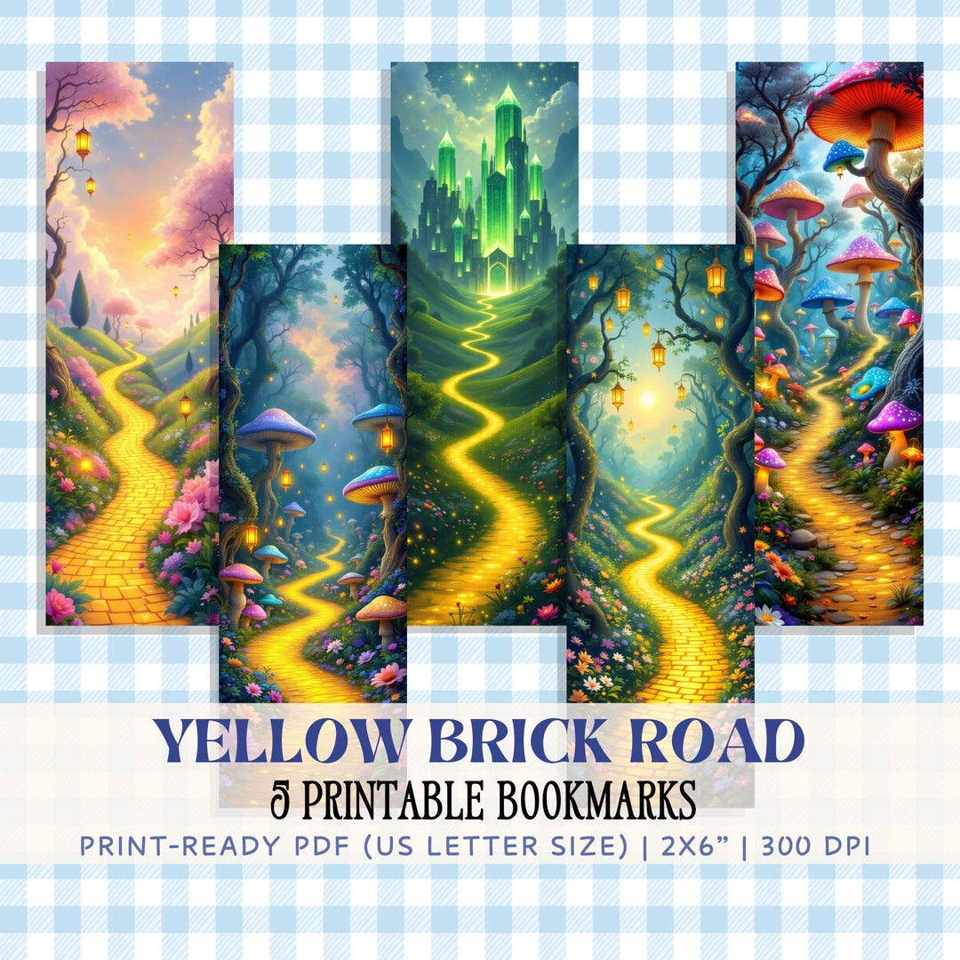 Yellow Brick Road Bookmarks, Wizard of Oz Printable Set, Fantasy ...