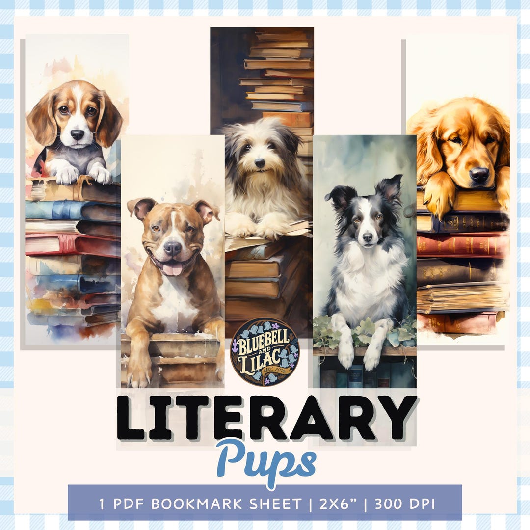 Literary Dogs Bookmark Printable - Cute Dog Bookmark - Golden Retriever ...