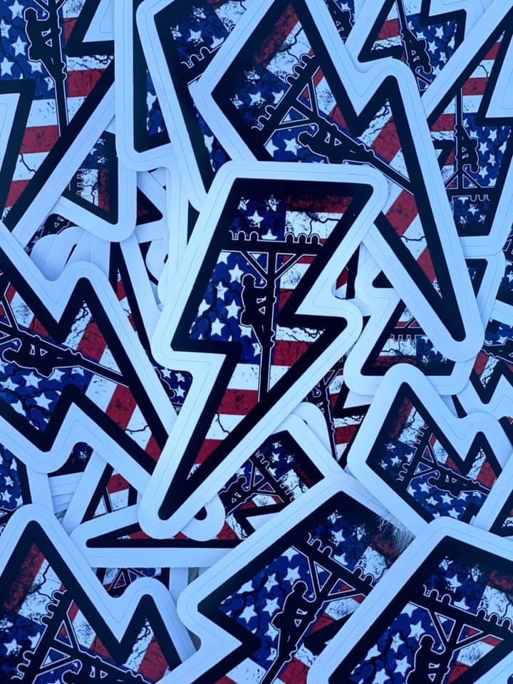 Lineman American Flag Lightning Bolt Sticker Decal - Etsy