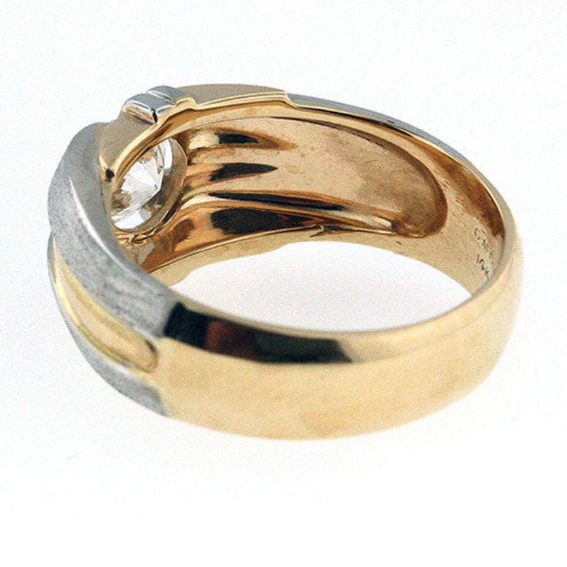 14kt Two Tone Gold Men's Diamond Ring - Etsy